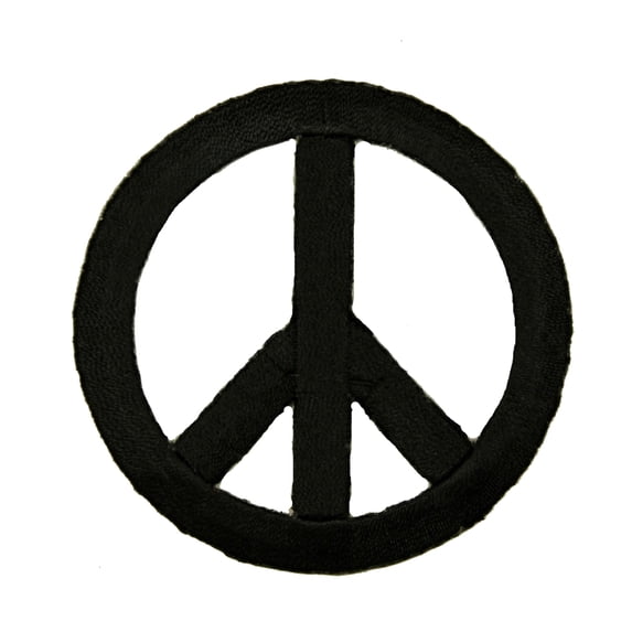 2.75 INCH Peace Sign Black Patch Hippie Symbol Embroidered Iron On ...