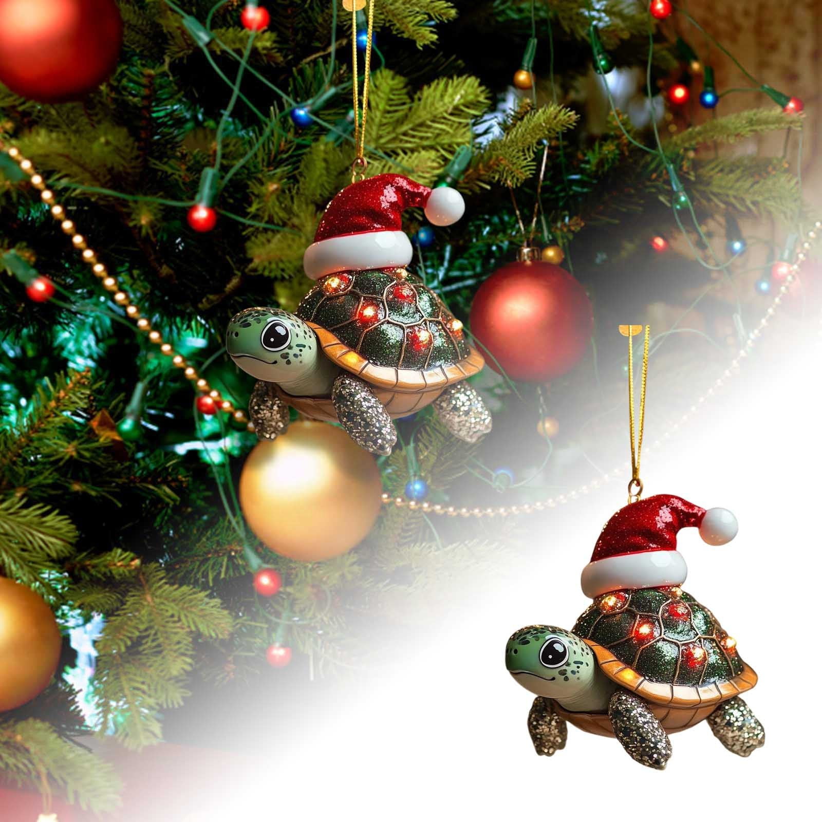 2.75 Inch Acrylic Christmas Felt Turtle Hanging Ornament Xmas Turtle in ...