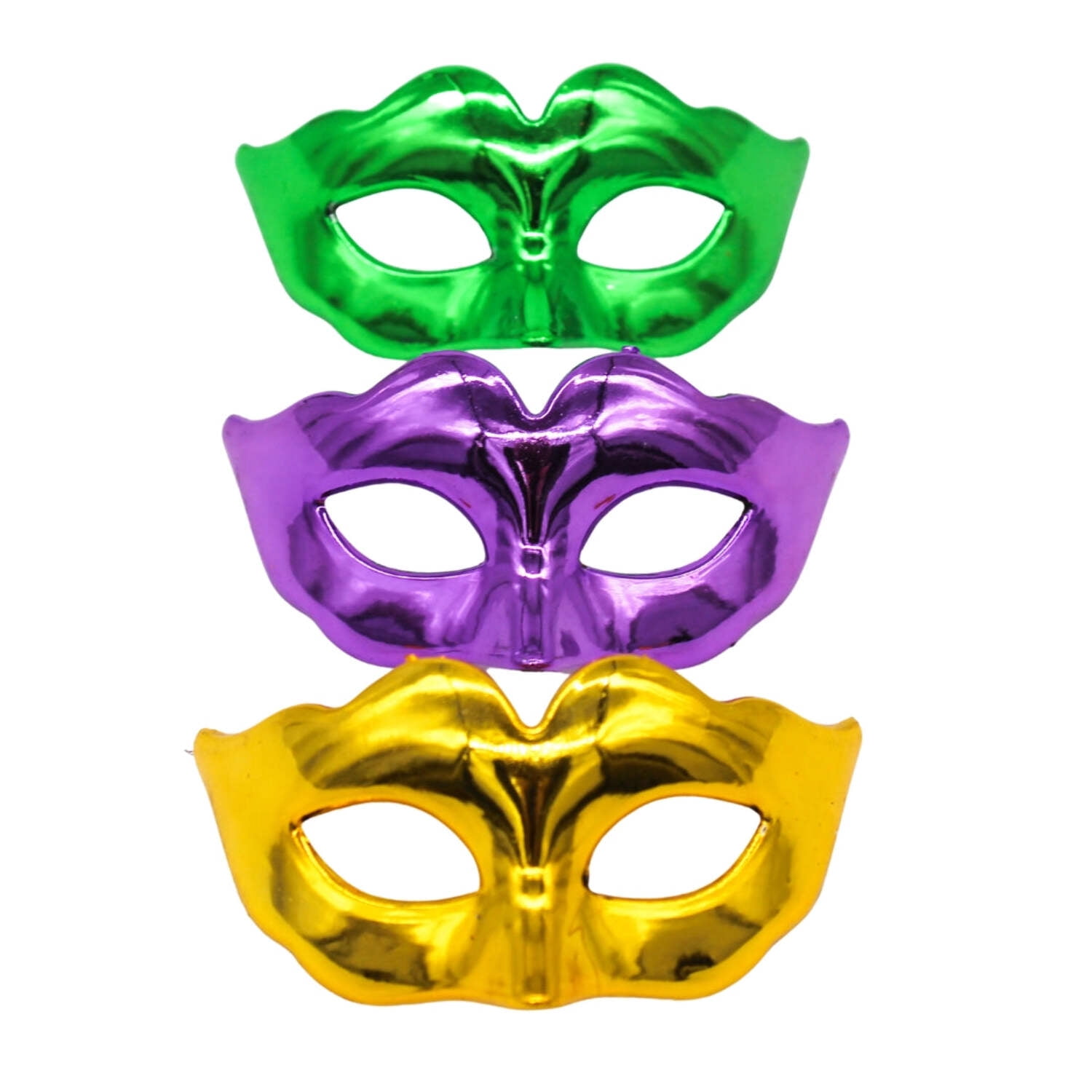 2.75" Mardi Gras Masks - Assorted Purple, Green and Gold (Dozen ...