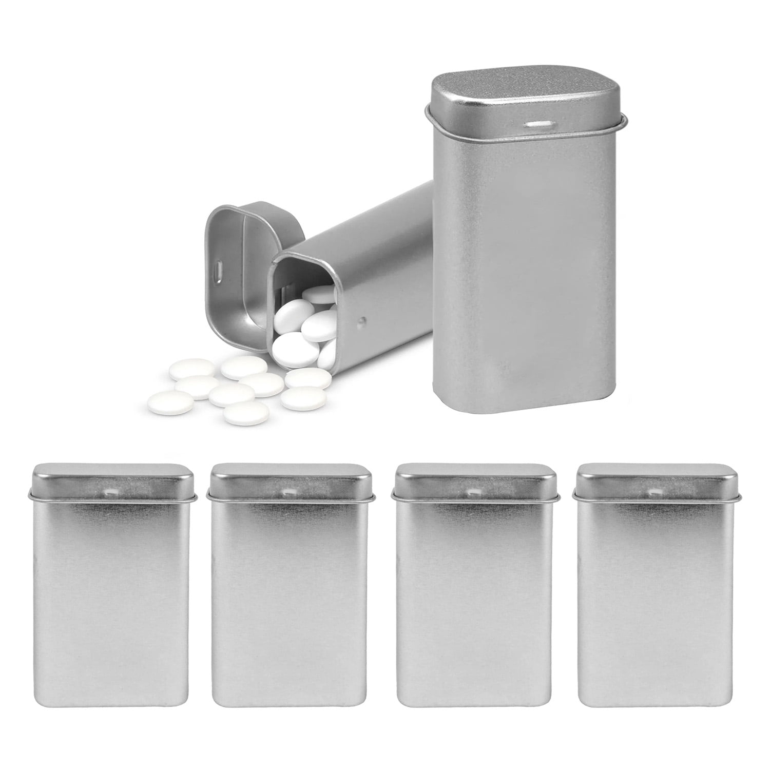 2.75" Pocket-Sized Gum Tin, Silver Tone, Metal Case with Flip-Top Lid ...
