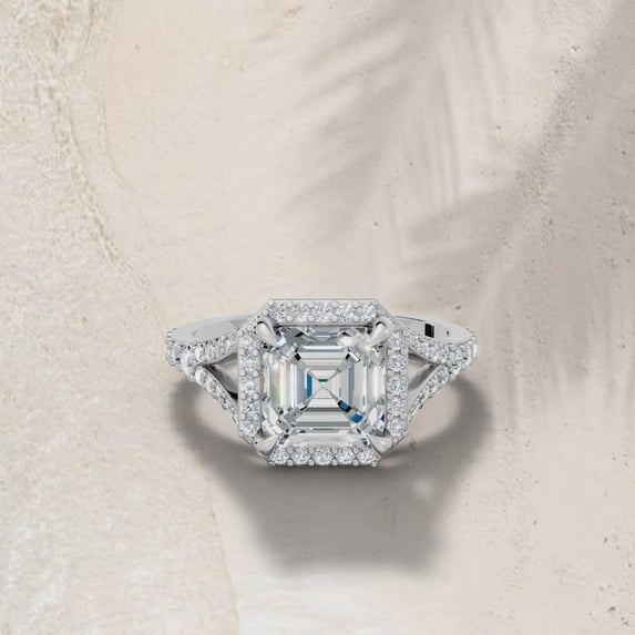 2.75 tcw Stunning Asscher Cut IGI Certified Lab Grown Diamond Halo ...