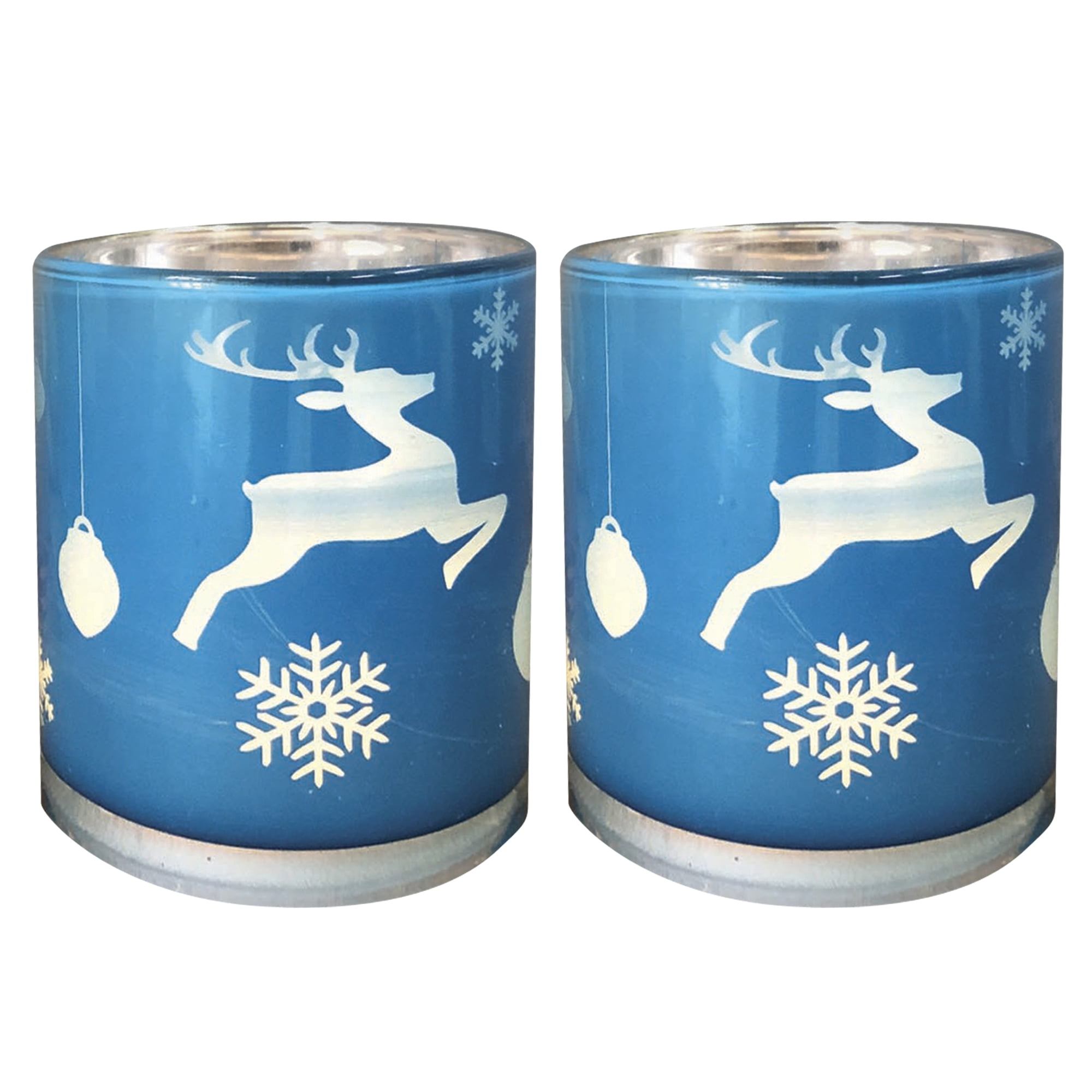 2.75 x 3.125 inch Flameless Blue Mercury Glass LED Votive (Set of 2 ...