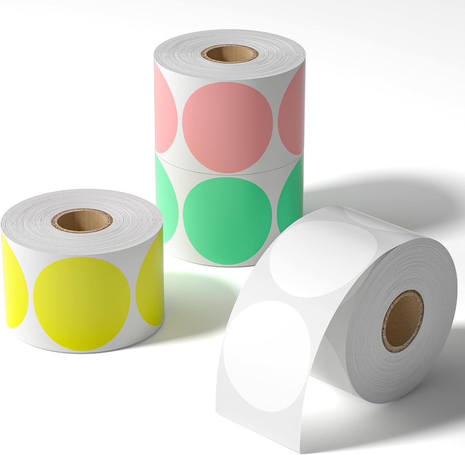 2" 750 Labels/Roll Color Circle Round Direct Thermal Labels Multi ...