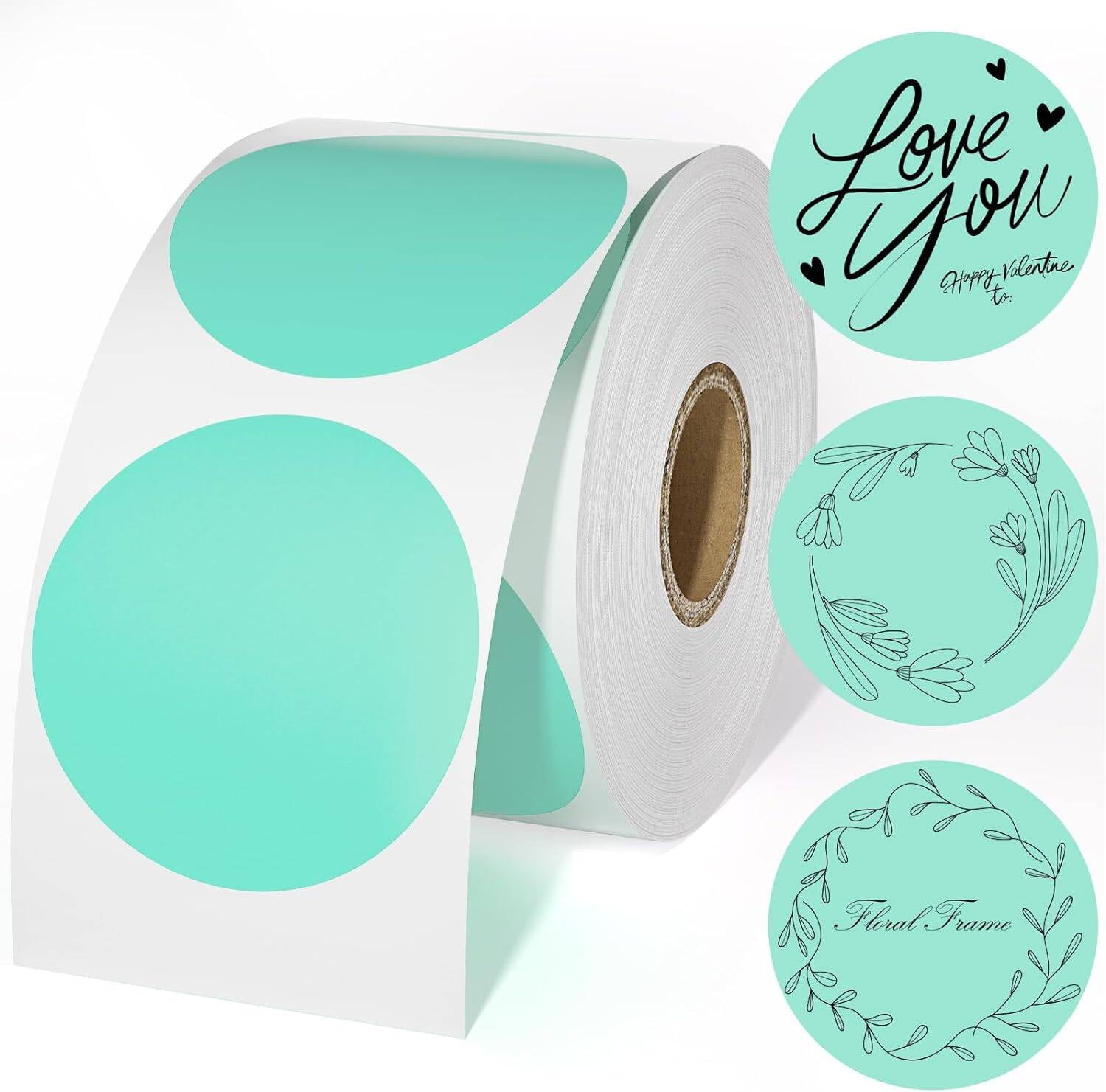 2" 750 Labels/Roll Green Circle Round Direct Thermal Labels Multi ...