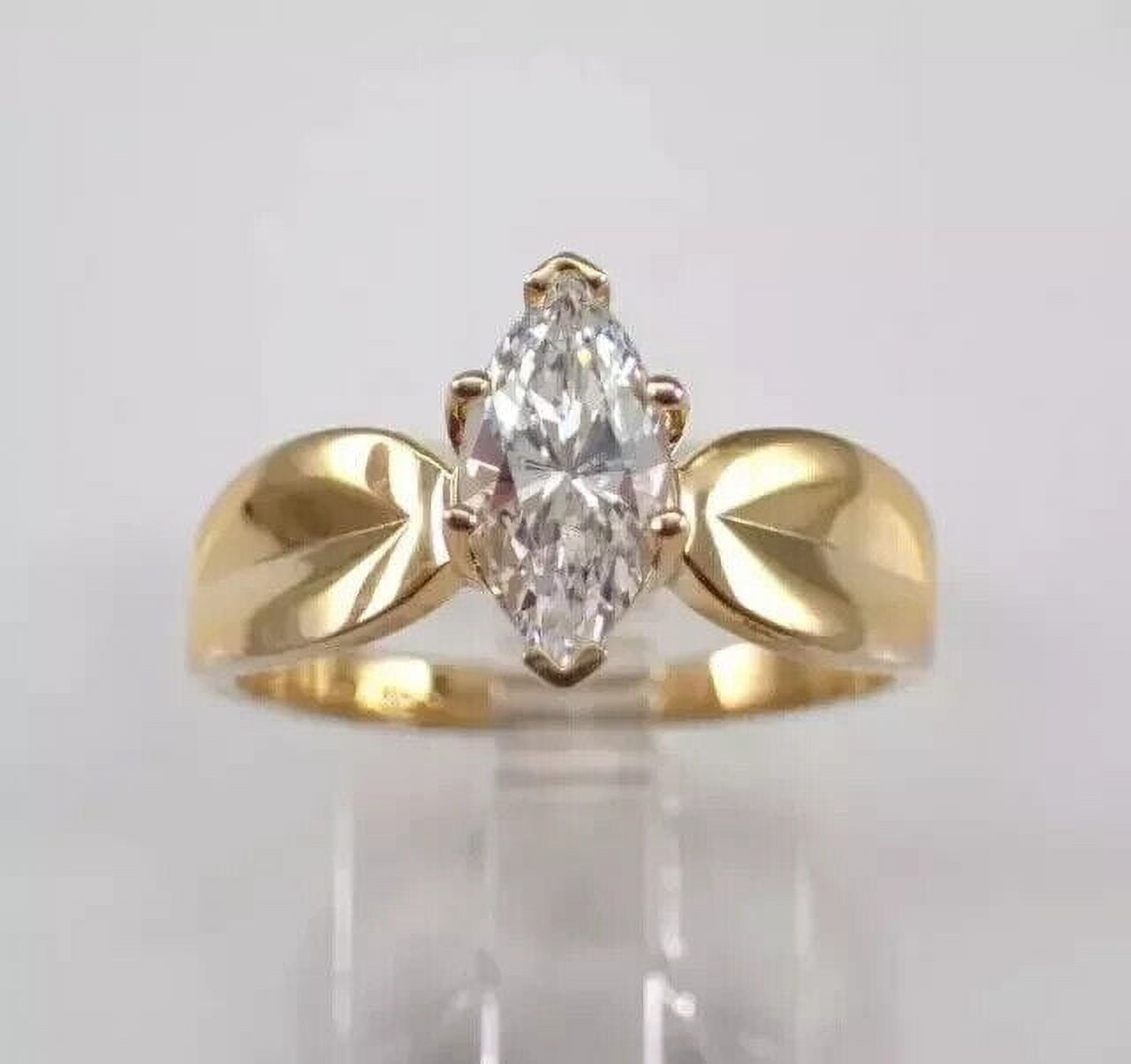 2.75Ct Marquise Cut Lab Created Diamond Engagement Ring 14K Yellow Gold Plated 925 Sterling ...