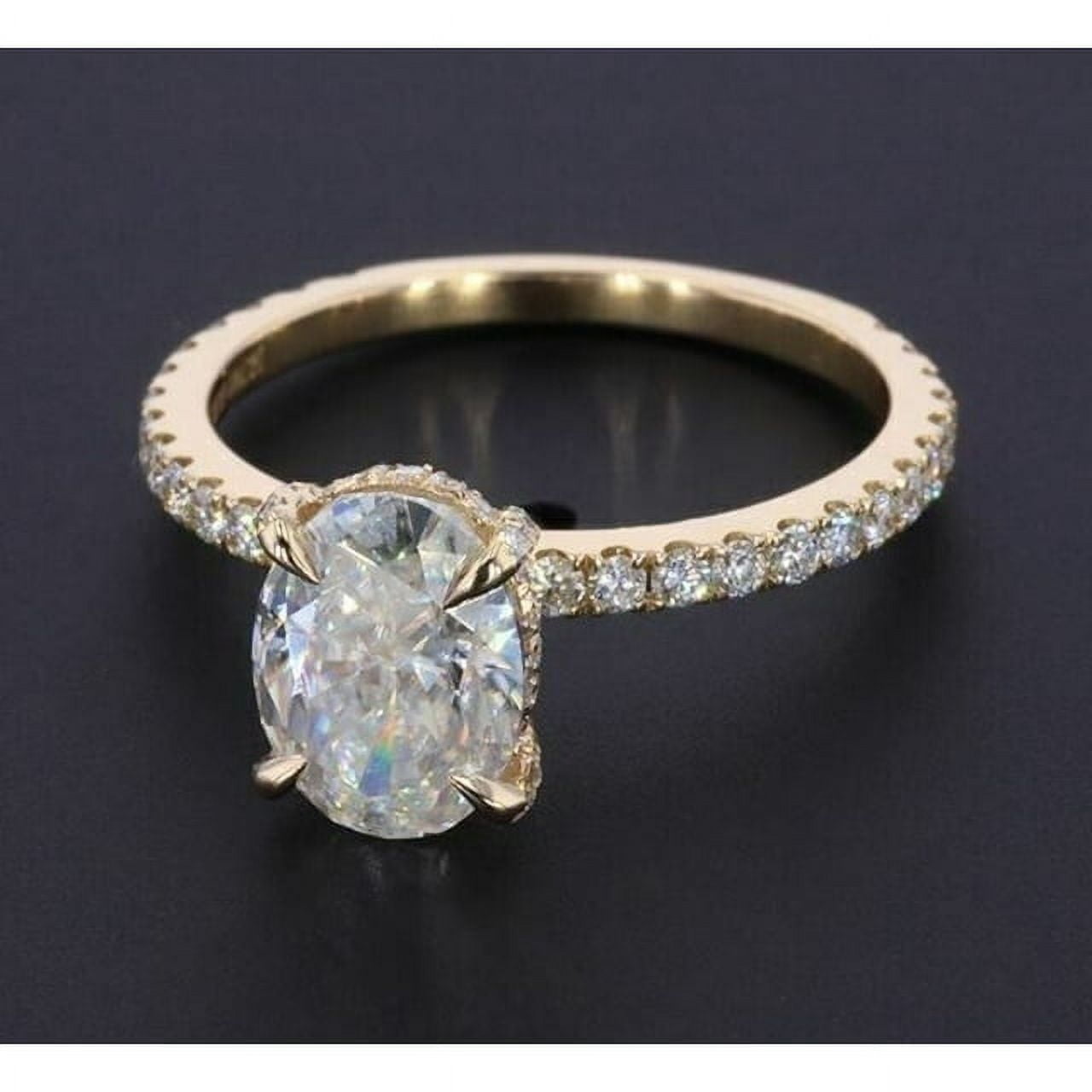 2.75Ct Oval Lab Created Diamond Engagement Ring Hidden Halo 14k Yellow Gold Plated - Walmart.com