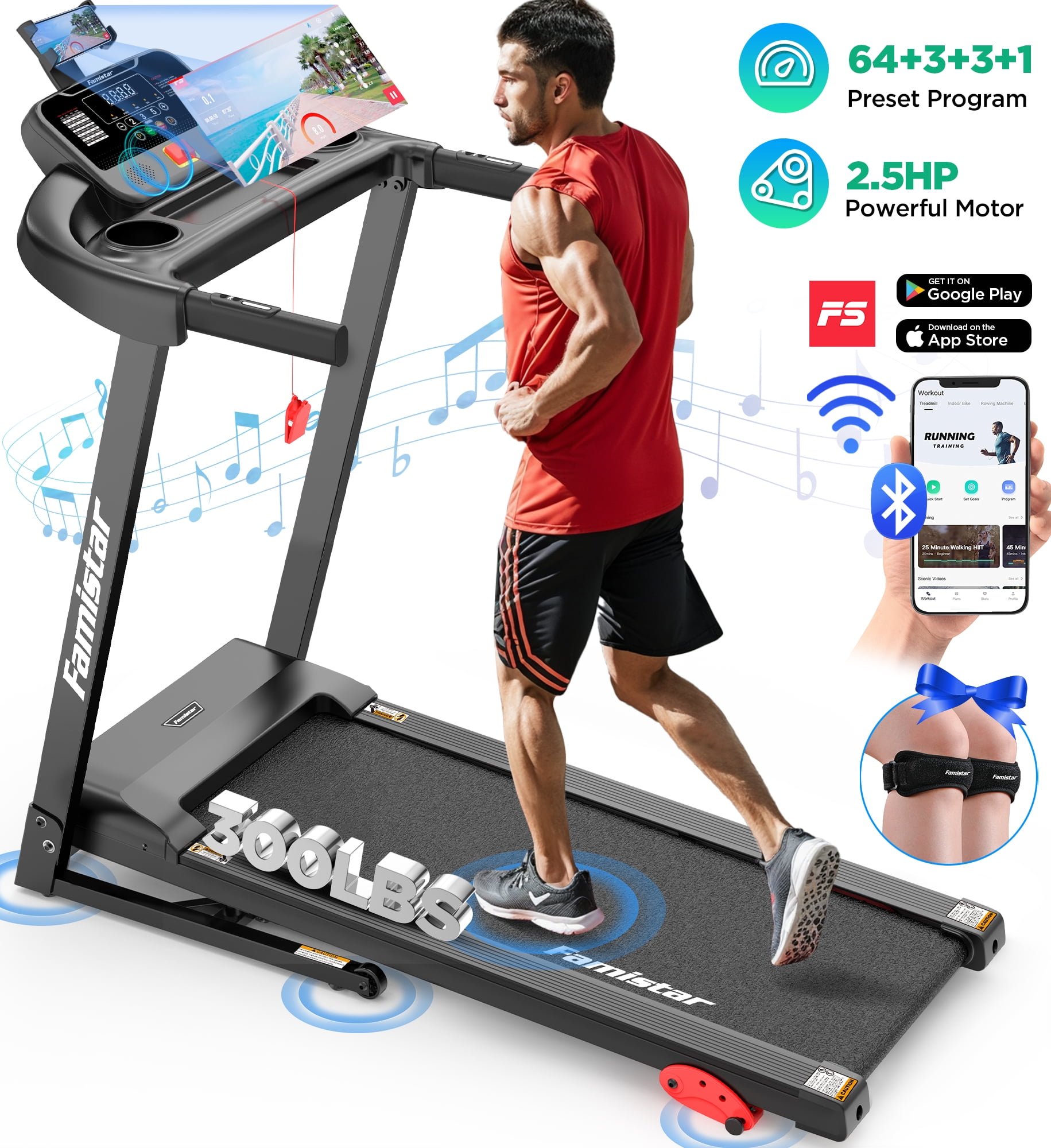 2.75HP Folding Treadmill with Incline for Home, 300lbs Capacity ...