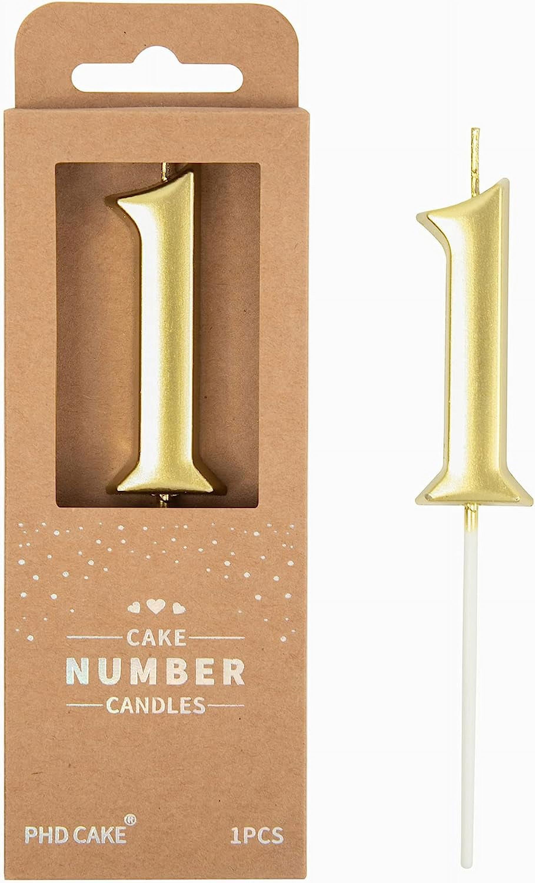 2.76 Inch Elegant Gold 1 Number Birthday Candles, Cake Party ...