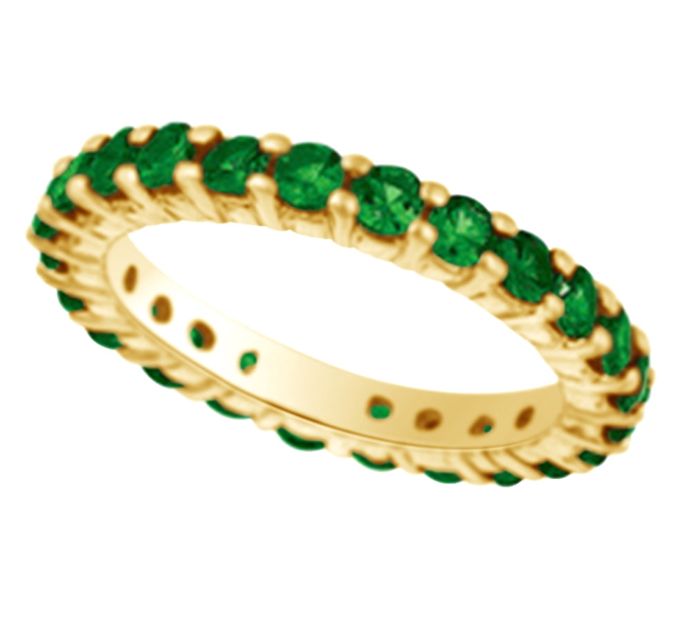 AFFY (2.76ct) Round Cut Simulated Green Emerald Full Eternity Wedding ...