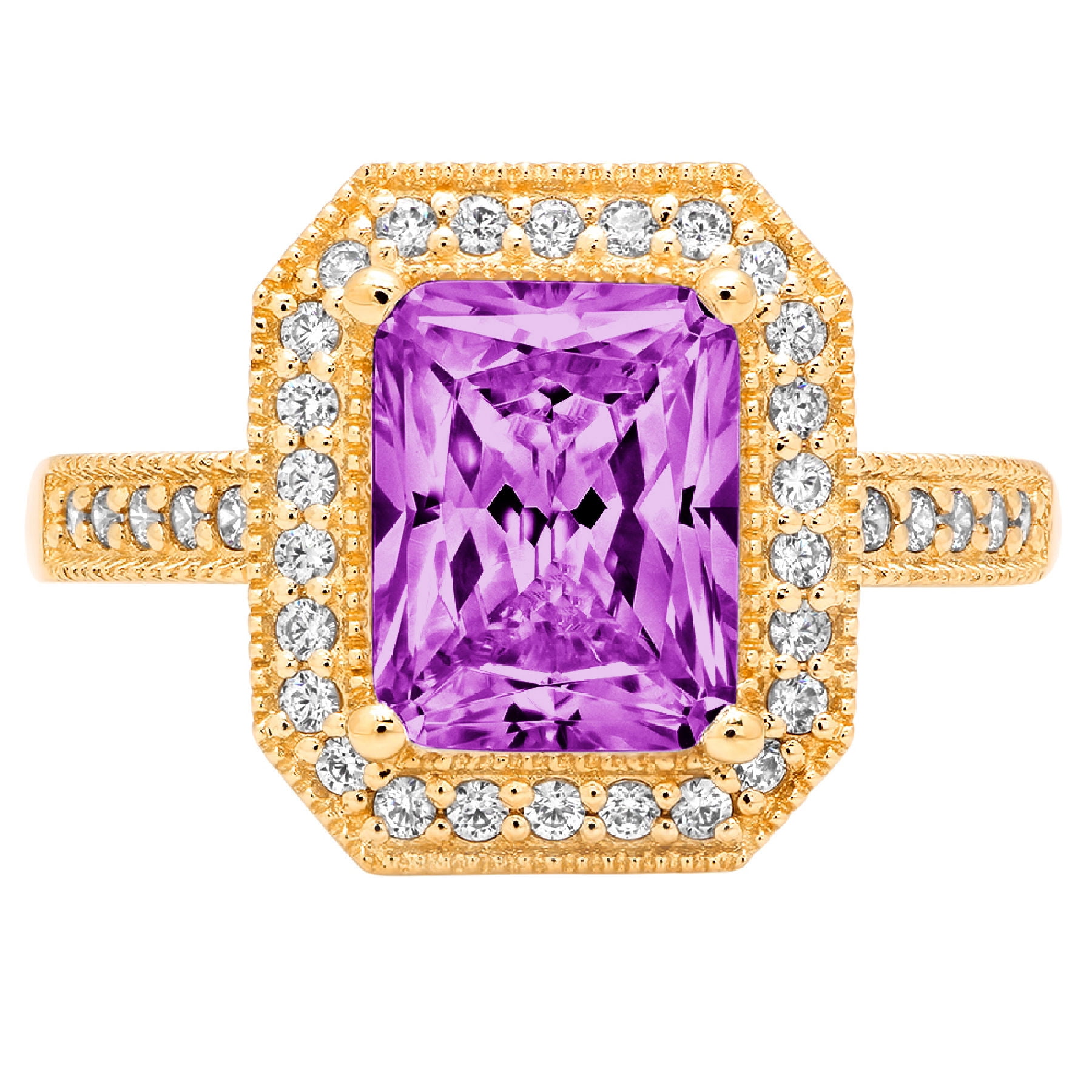 2.78 ct Emerald Cut Simulated Alexandrite with Simulated Diamond Halo ...