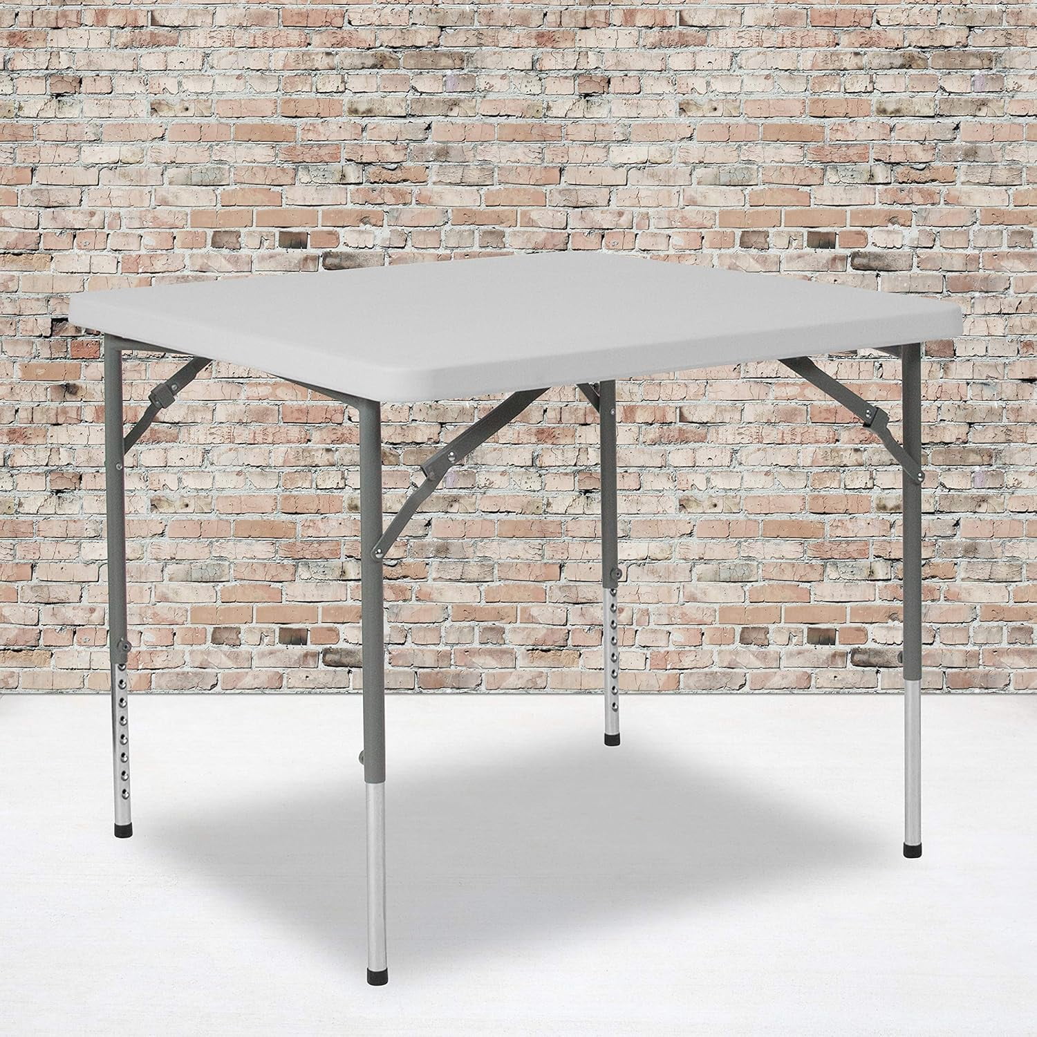2.79-Foot Square Height Adjustable Granite White Plastic Folding Table - Walmart.com