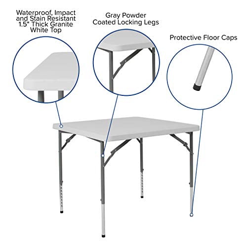 2.79-Foot Square Height Adjustable Granite White Plastic Folding Table - Walmart.com