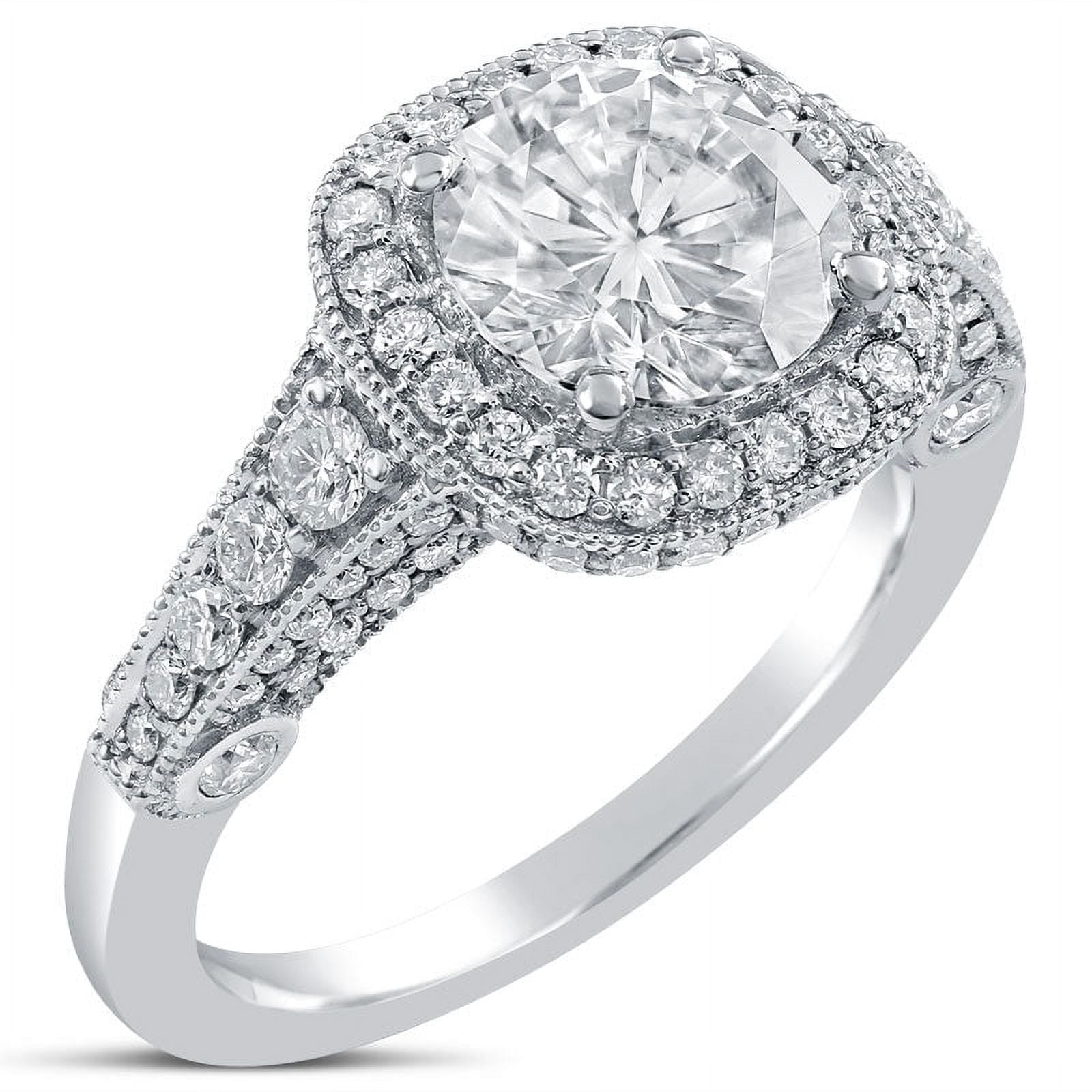2.79CTW Antique Style Three Sided Round Cut Pave Set Diamond Engagement ...