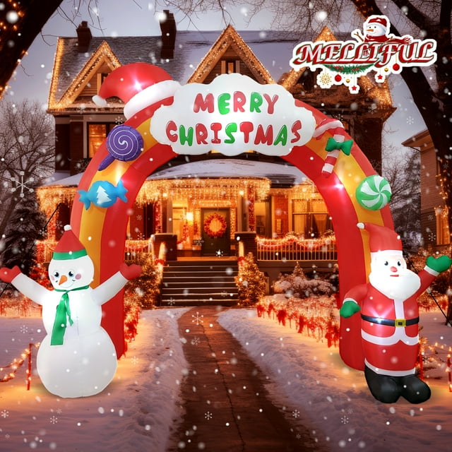 2 7m 9ft Christmas Inflatable Arch With Santa Claus And Snowman Cute