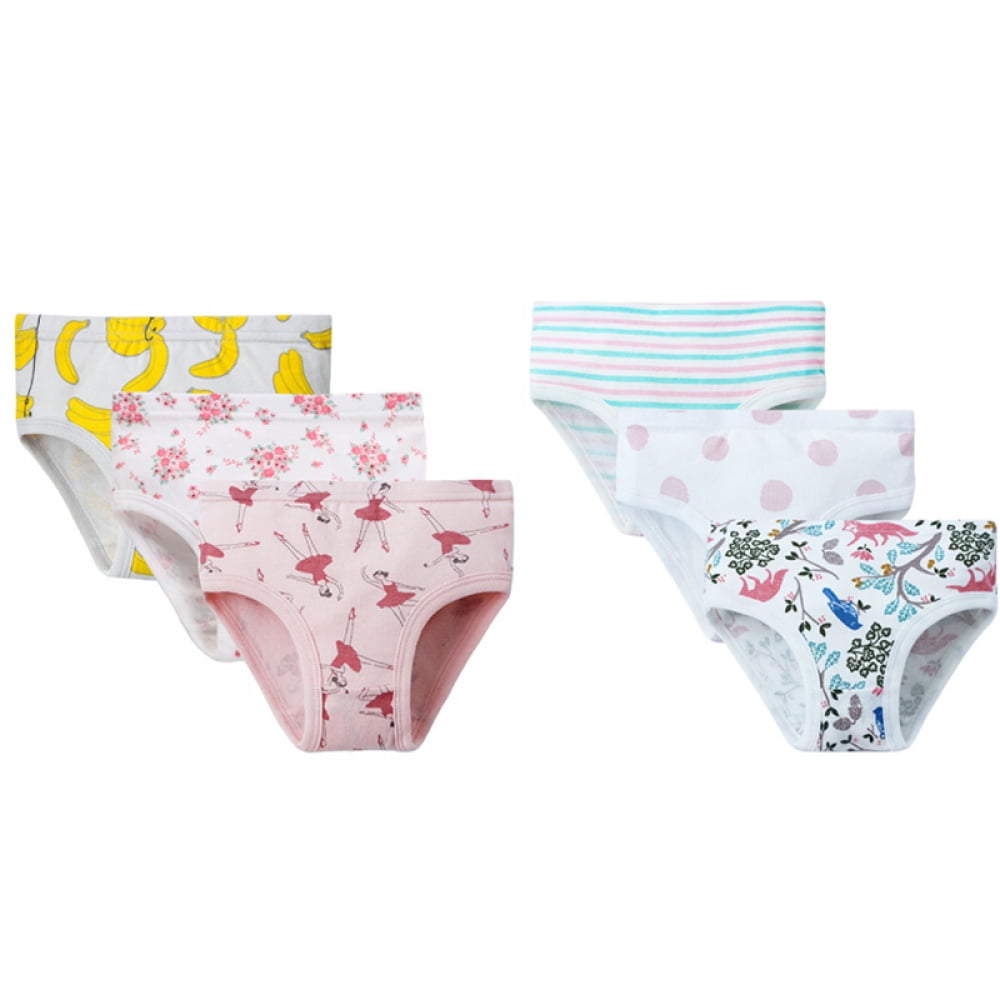 2-7T Baby Girls Sofe Cotton Briefs Toddler Kids Cute Underwear 6-Pack ...