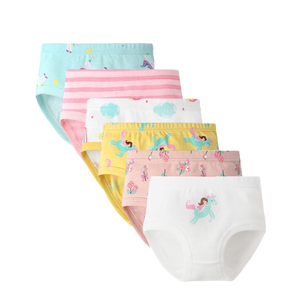 2-7T Toddler Girls Kids Soft Cotton Underwear Briefs 6 Pack Cute Print ...