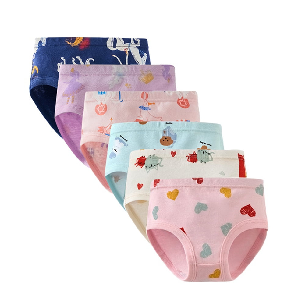 2-7T Toddler Girls Kids Soft Cotton Underwear Briefs 6 Pack Cute Print ...