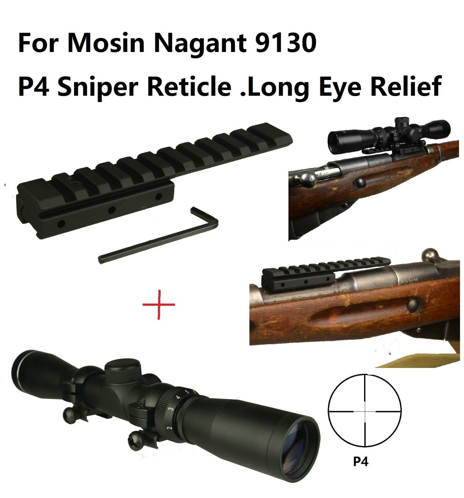 2-7X32 Long Eye Relief Scout Scope With Low Profile Mosin Nagant 91/30 ...