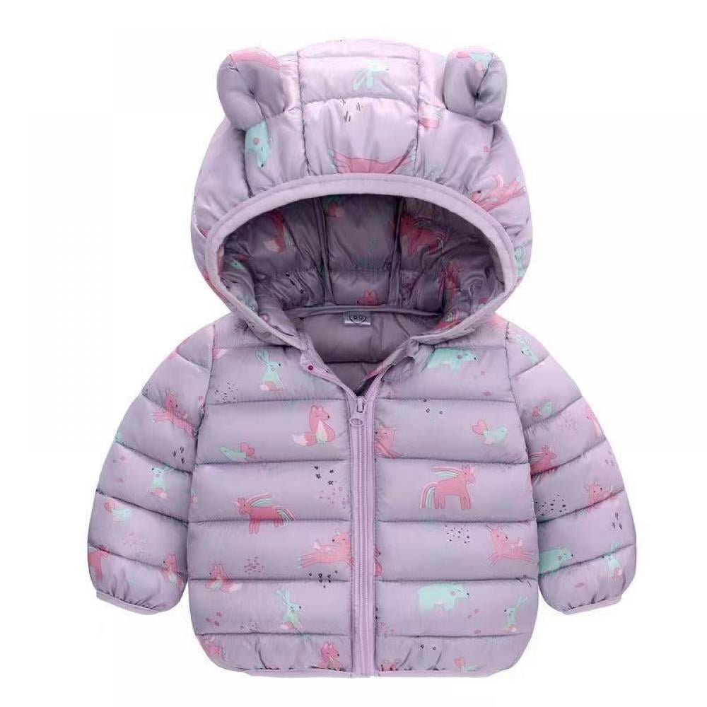 2-7Y Toddler Boys Girls Winter Dinosaur Printed Coats Jackets Kids Warm Hooded Puffer Down ...