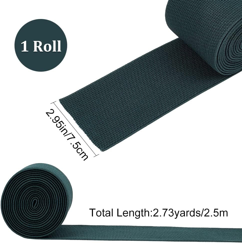 2.7Yds x 3" Twill Woven Elastic Band Polyester Double-Side Knit High ...