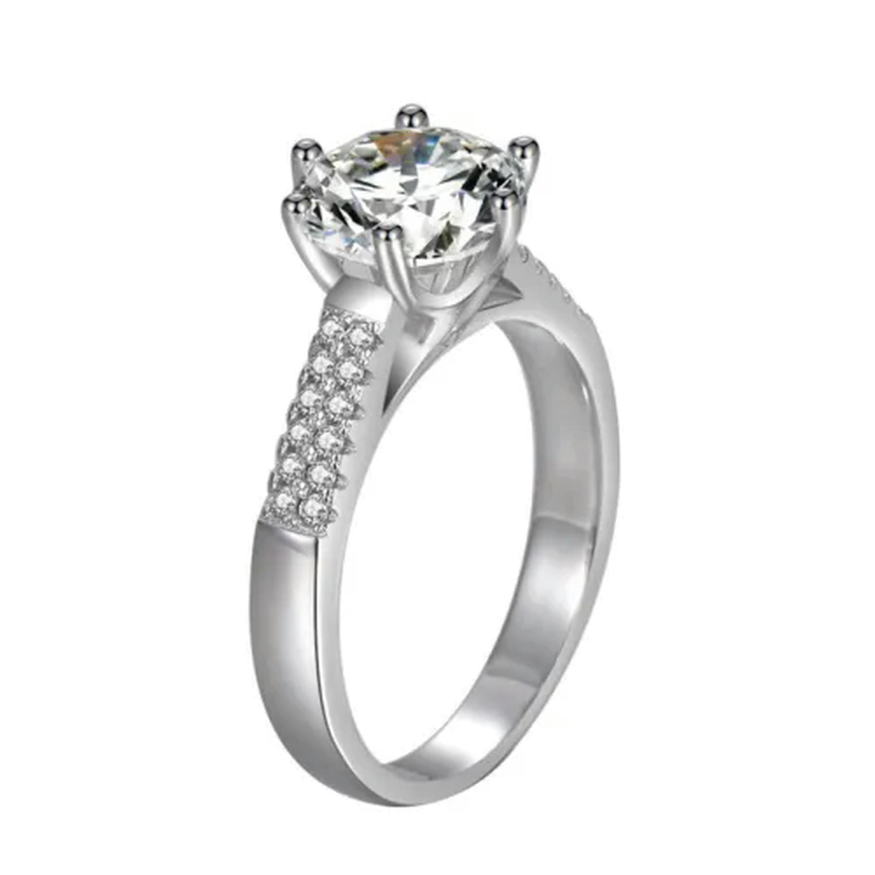 2.7ct Round Cut AAA Cz Wedding Band 925 Sterling Silver Women's Rings ...