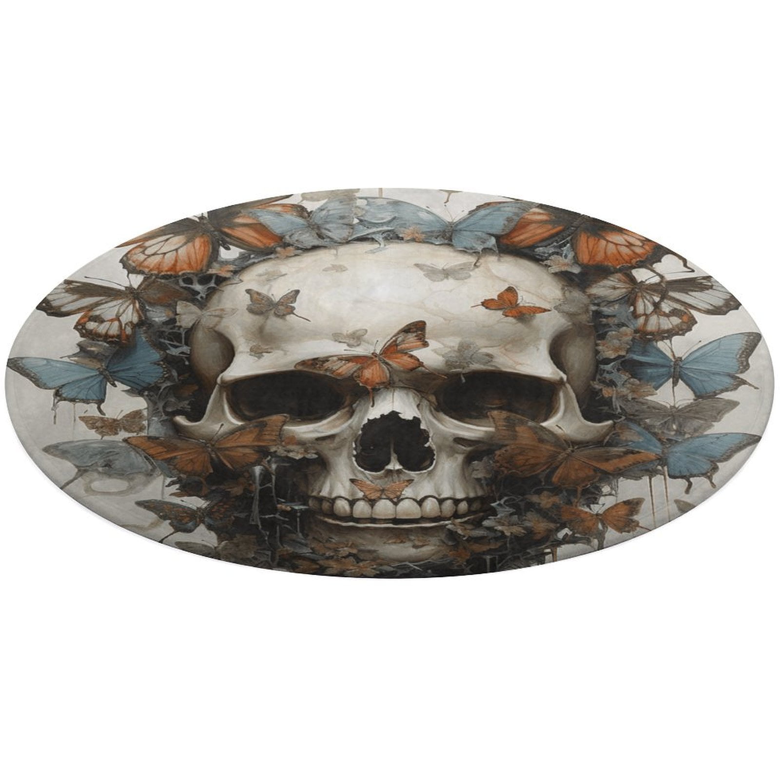 2.7ft Gothic Skull Lover Ultra-Thin Washable Round Rug - Non Slip Non ...