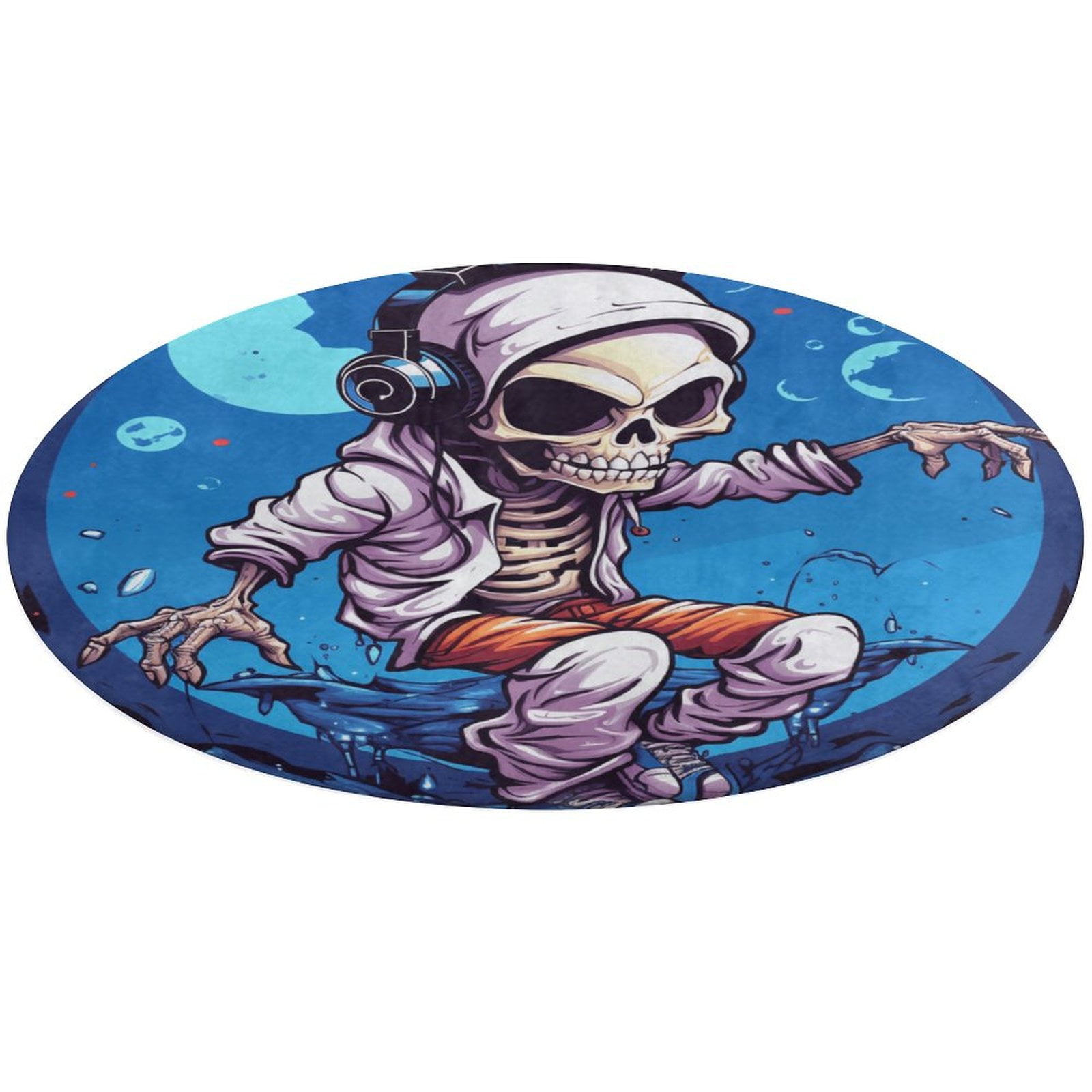 2.7ft Rug for Kids Room Playroom Nursery Bedroom Dancing Cute Skull Man ...