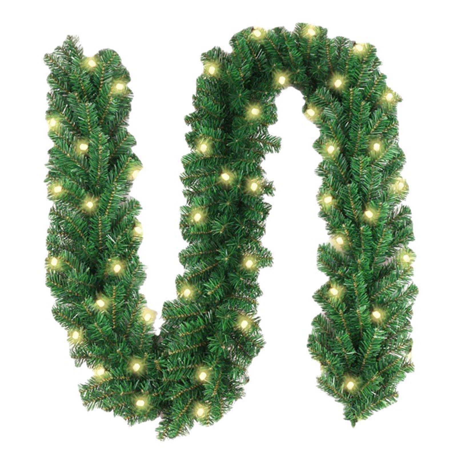 2.7m Christmas Rattan Garland with LED Lights - Battery Powered Vine ...