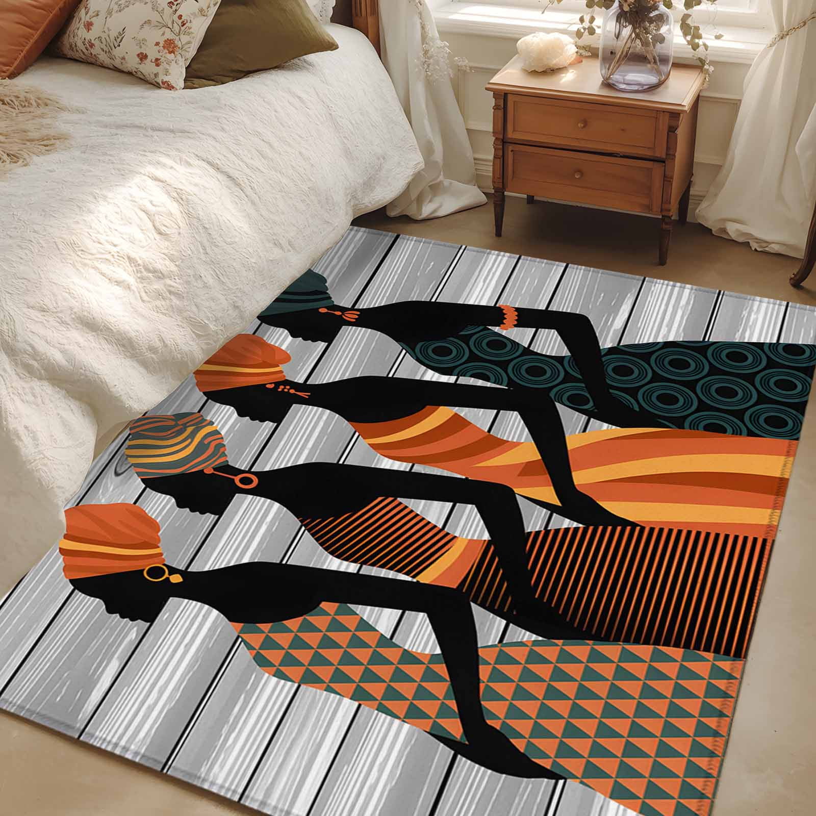 2.7x5 Area Rugs, Black Female Non-Skid Rubber Backing Large Rectangle ...
