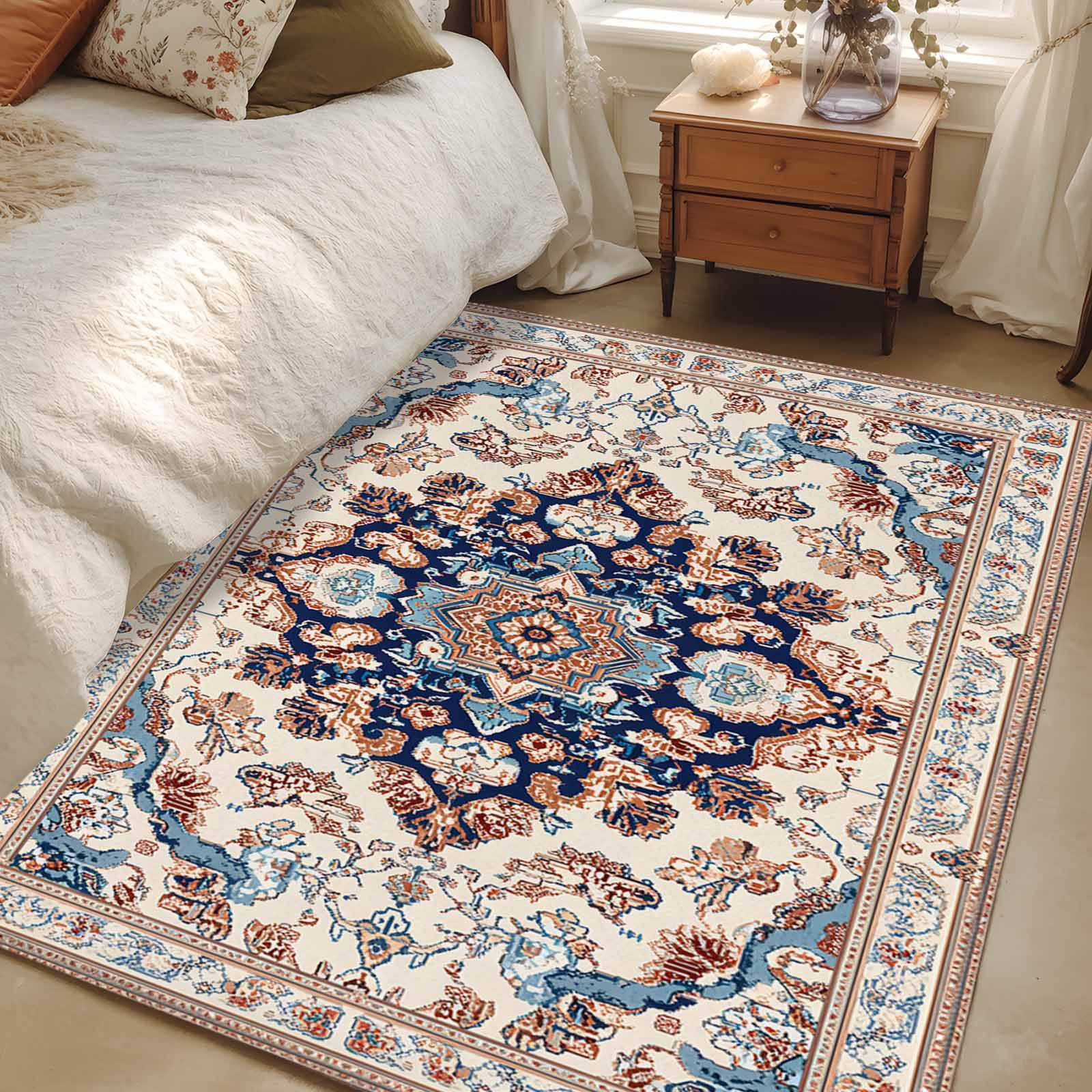 2.7x5 Area Rugs, Boho Tribe Non-Skid Rubber Backing Large Rectangle ...