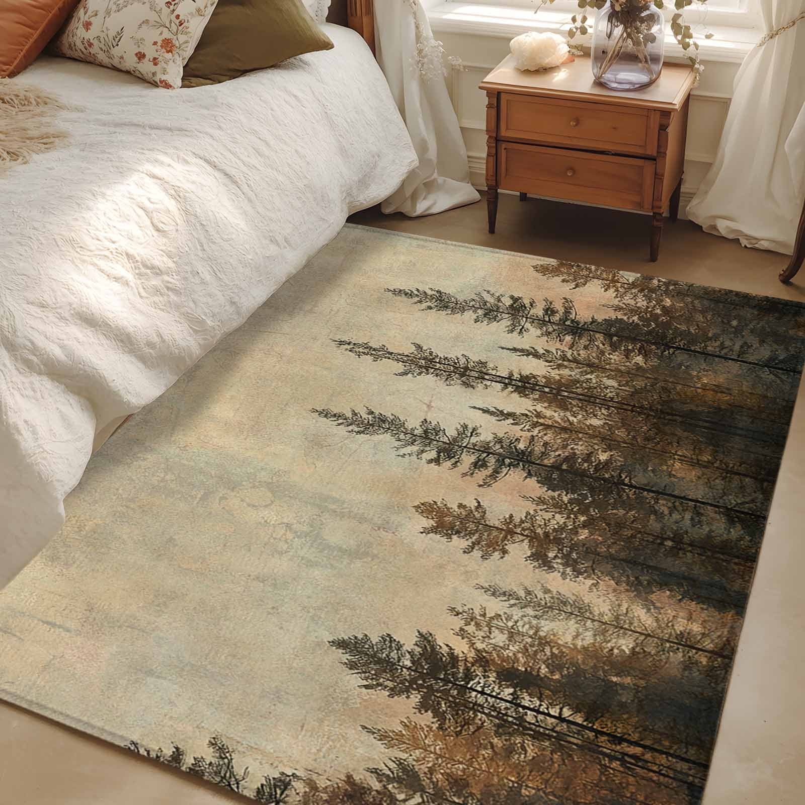 2.7x5 Area Rugs, Brown Forest Non-Skid Rubber Backing Large Rectangle ...