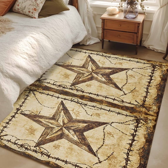 2.7x5 Area Rugs, Brown Texas Star Country Non-Skid Rubber Backing Large ...
