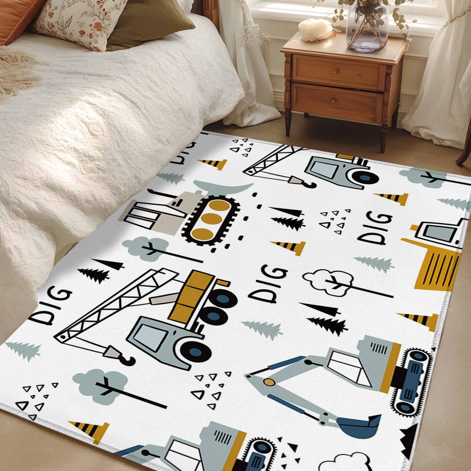 2.7x5 Area Rugs, Cartoon Tractor Non-Skid Rubber Backing Large ...