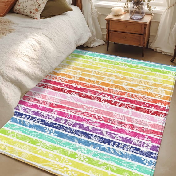 2.7x5 Area Rugs, Dandelion Non-Skid Rubber Backing Large Rectangle Rugs ...