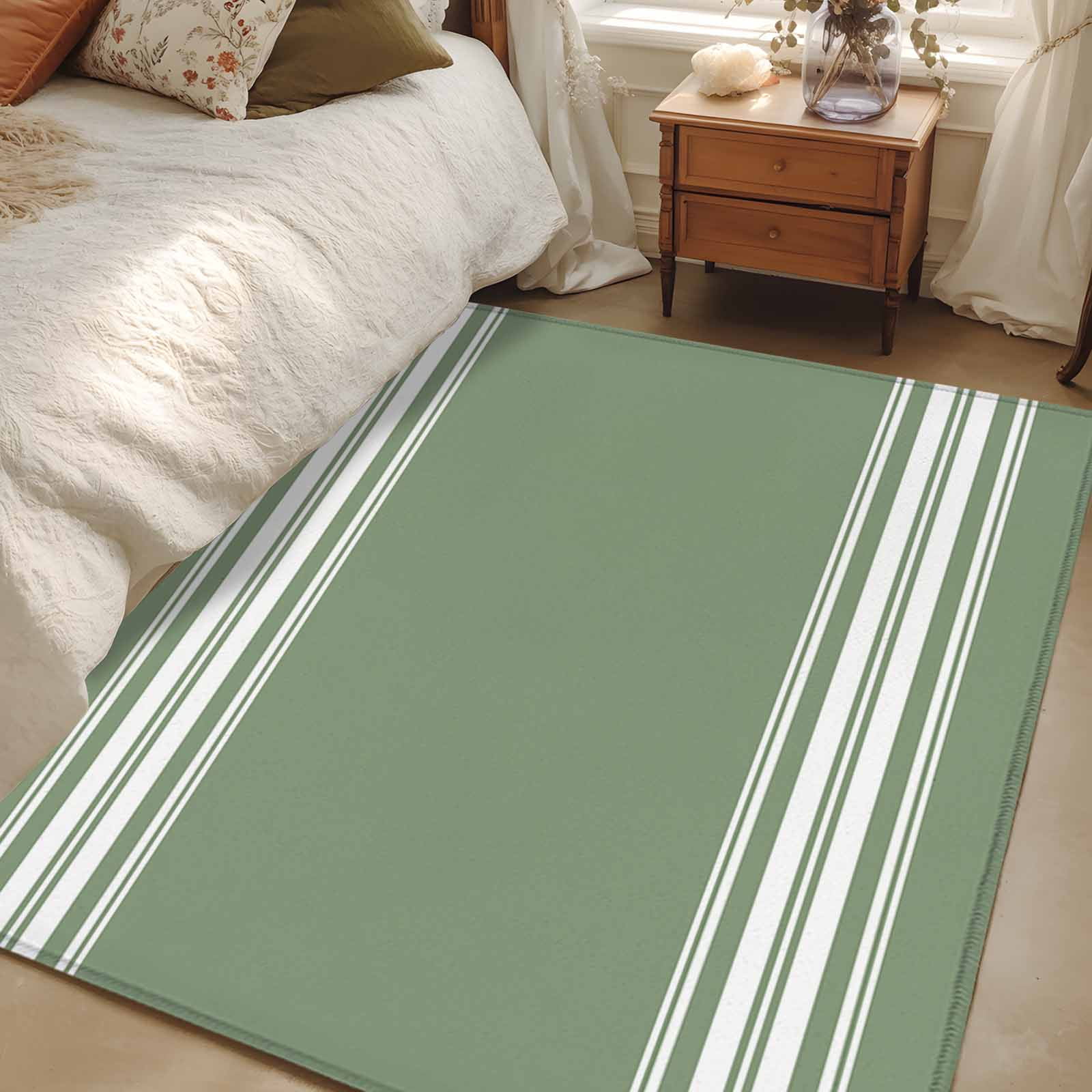 2.7x5 Area Rugs, Dark Sage Green Non-Skid Rubber Backing Large ...