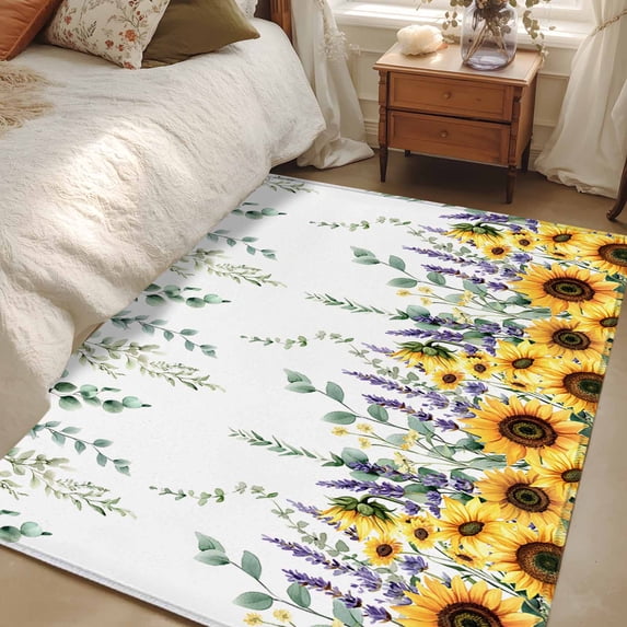 2.7x5 Area Rugs, Eucalyptus Leaves Non-Skid Rubber Backing Large ...