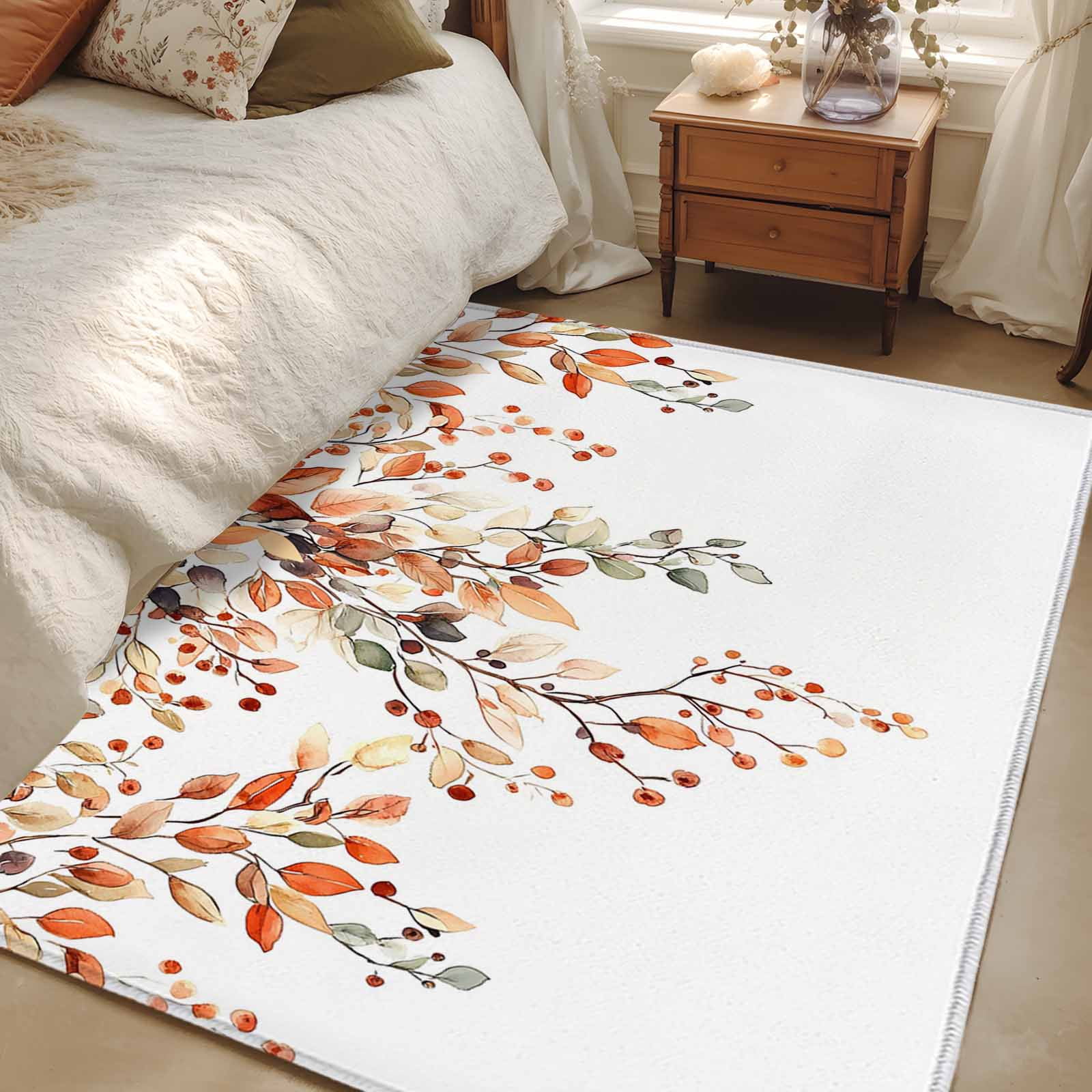 2.7x5 Area Rugs, Fall Leaves Non-Skid Rubber Backing Large Rectangle ...