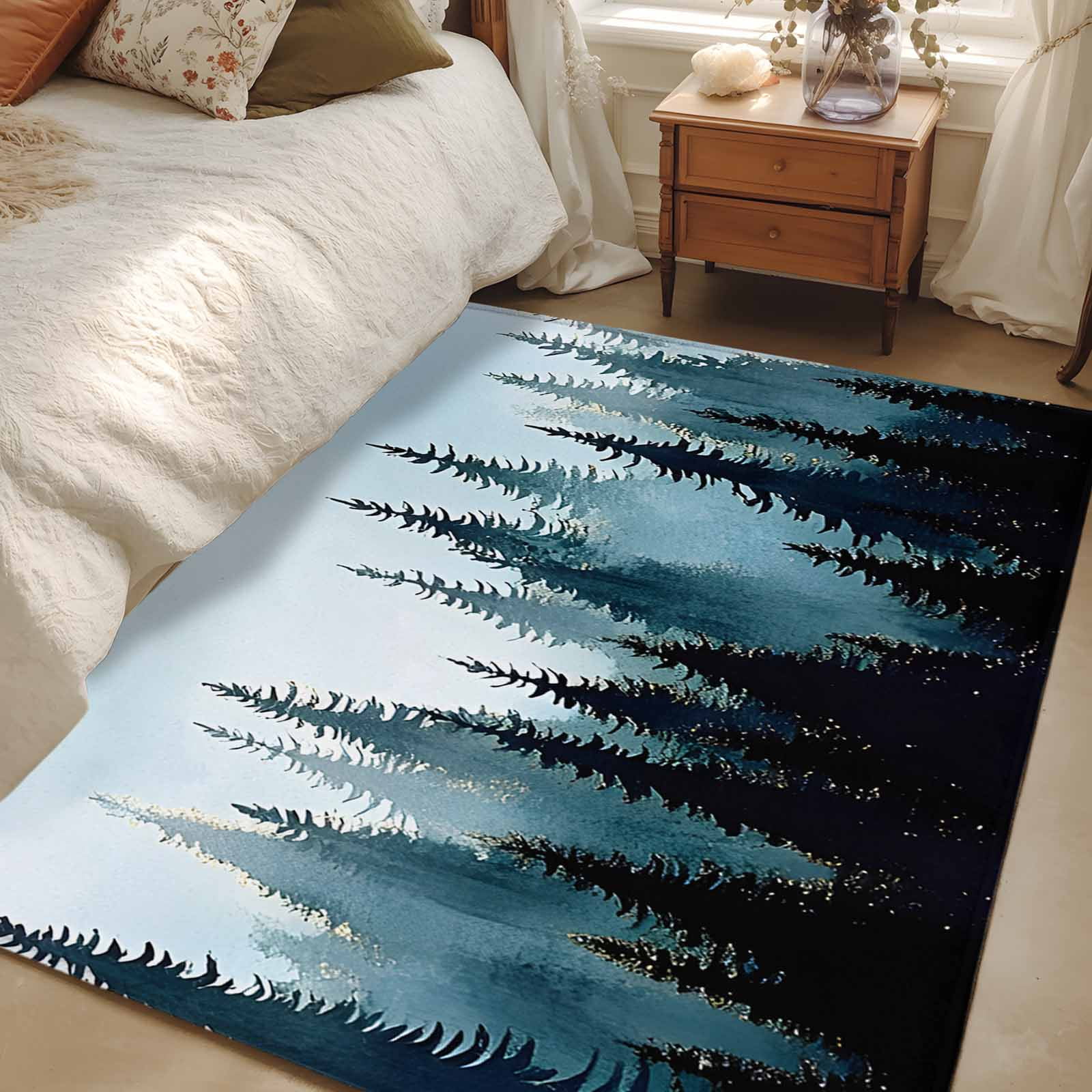 2.7x5 Area Rugs, Forest Turquoise Non-Skid Rubber Backing Large ...