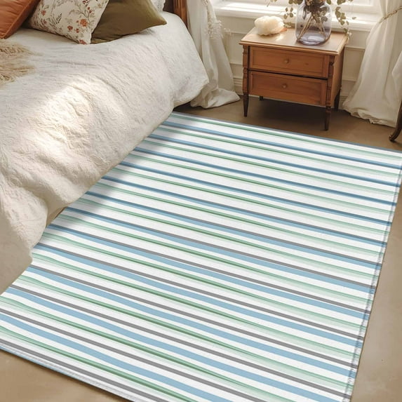 2.7x5 Area Rugs, Geometric Stripes, Non-Skid Rubber Backing Large ...
