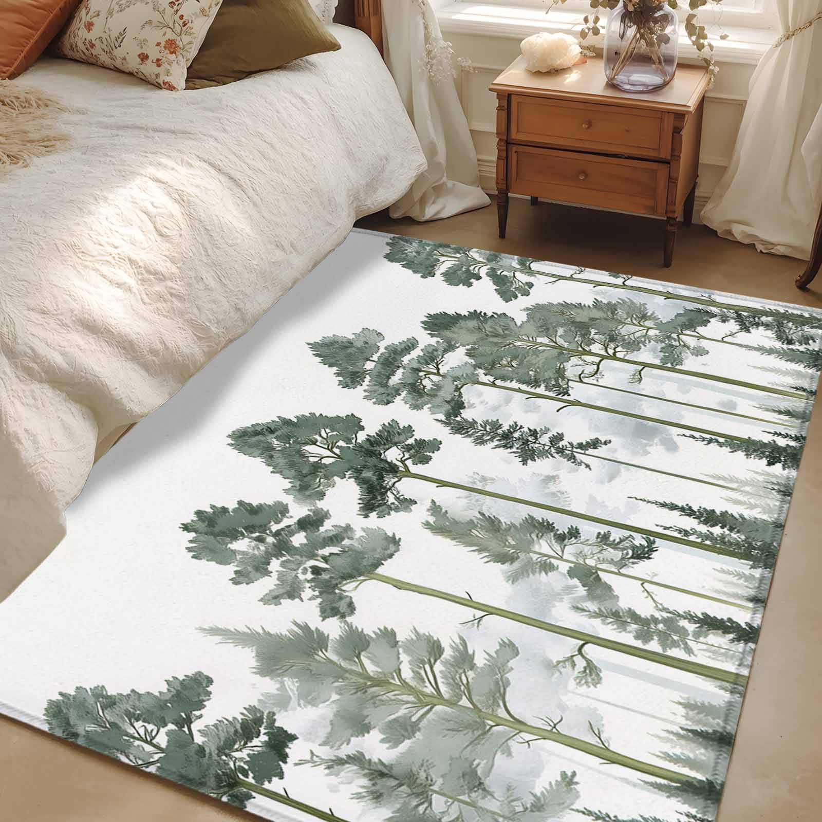 2.7x5 Area Rugs, Green Botanical Non-Skid Rubber Backing Large ...