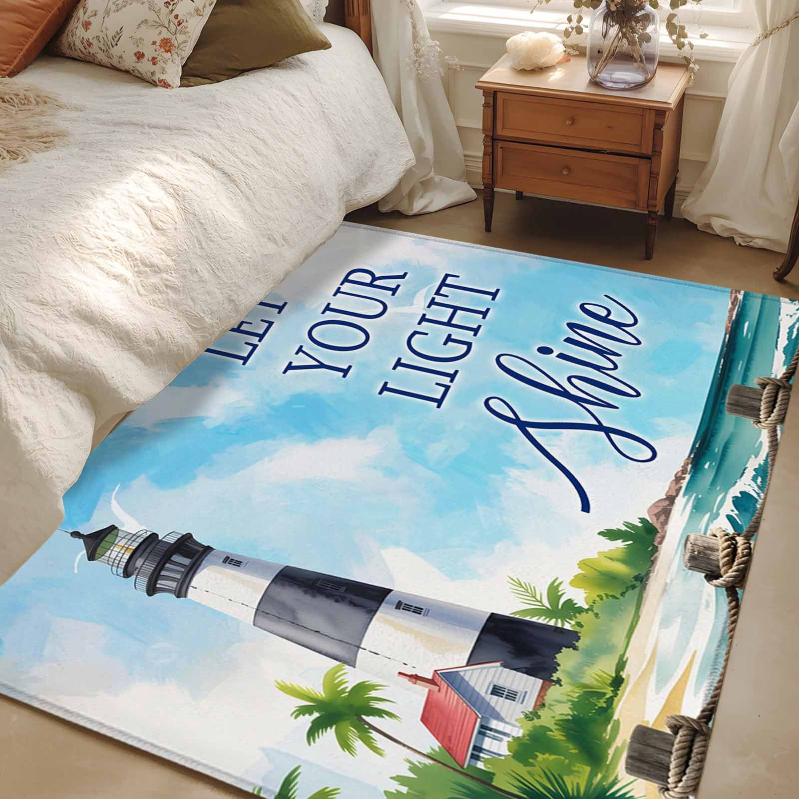2.7x5 Area Rugs, Lighthouse Non-Skid Rubber Backing Large Rectangle ...
