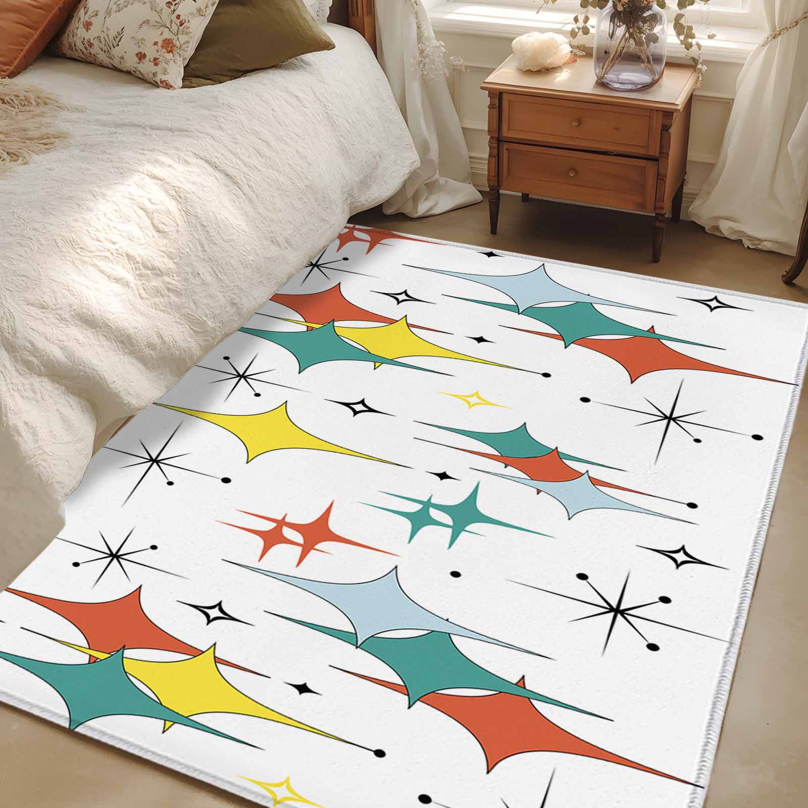 2.7x5 Area Rugs, Middle Century Non-Skid Rubber Backing Large Rectangle ...