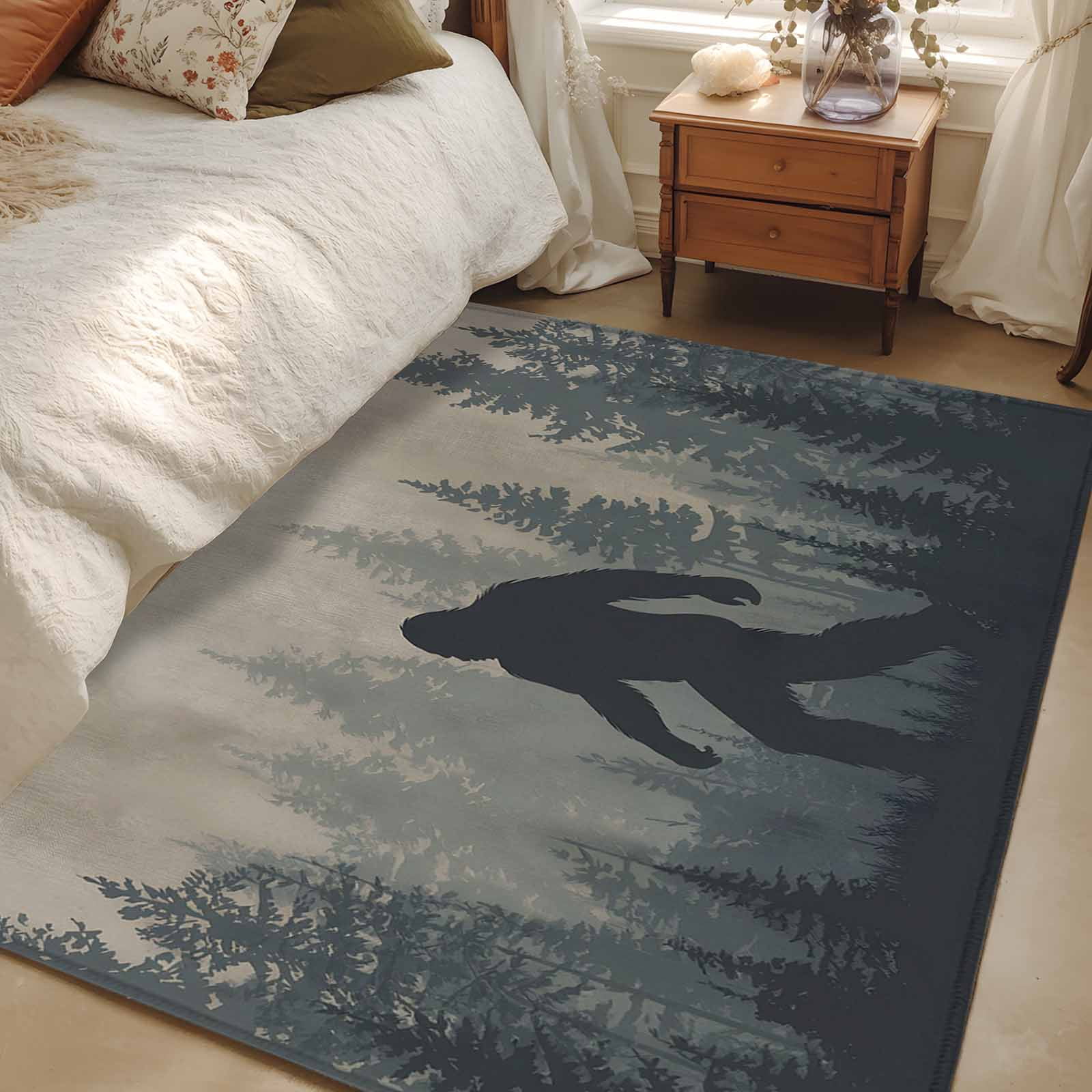 2.7x5 Area Rugs, Misty Forest Non-Skid Rubber Backing Large Rectangle ...