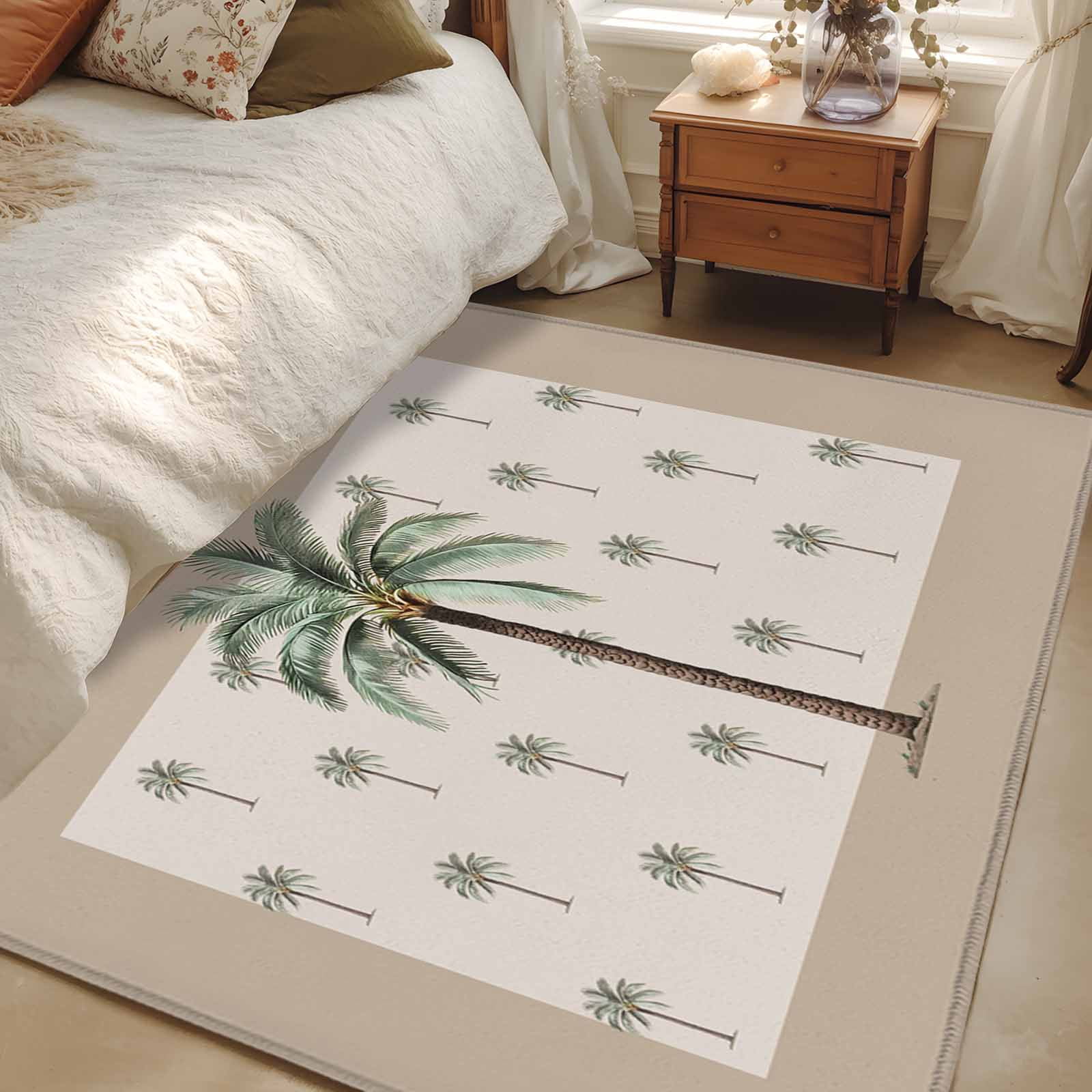 2.7x5 Area Rugs, Palm Trees Non-Skid Rubber Backing Large Rectangle ...