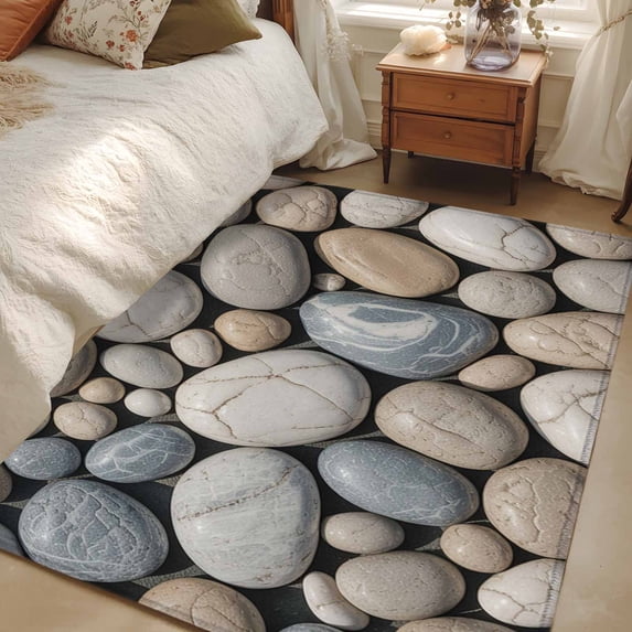 2.7x5 Area Rugs, Pebble Stone Non-Skid Rubber Backing Large Rectangle ...
