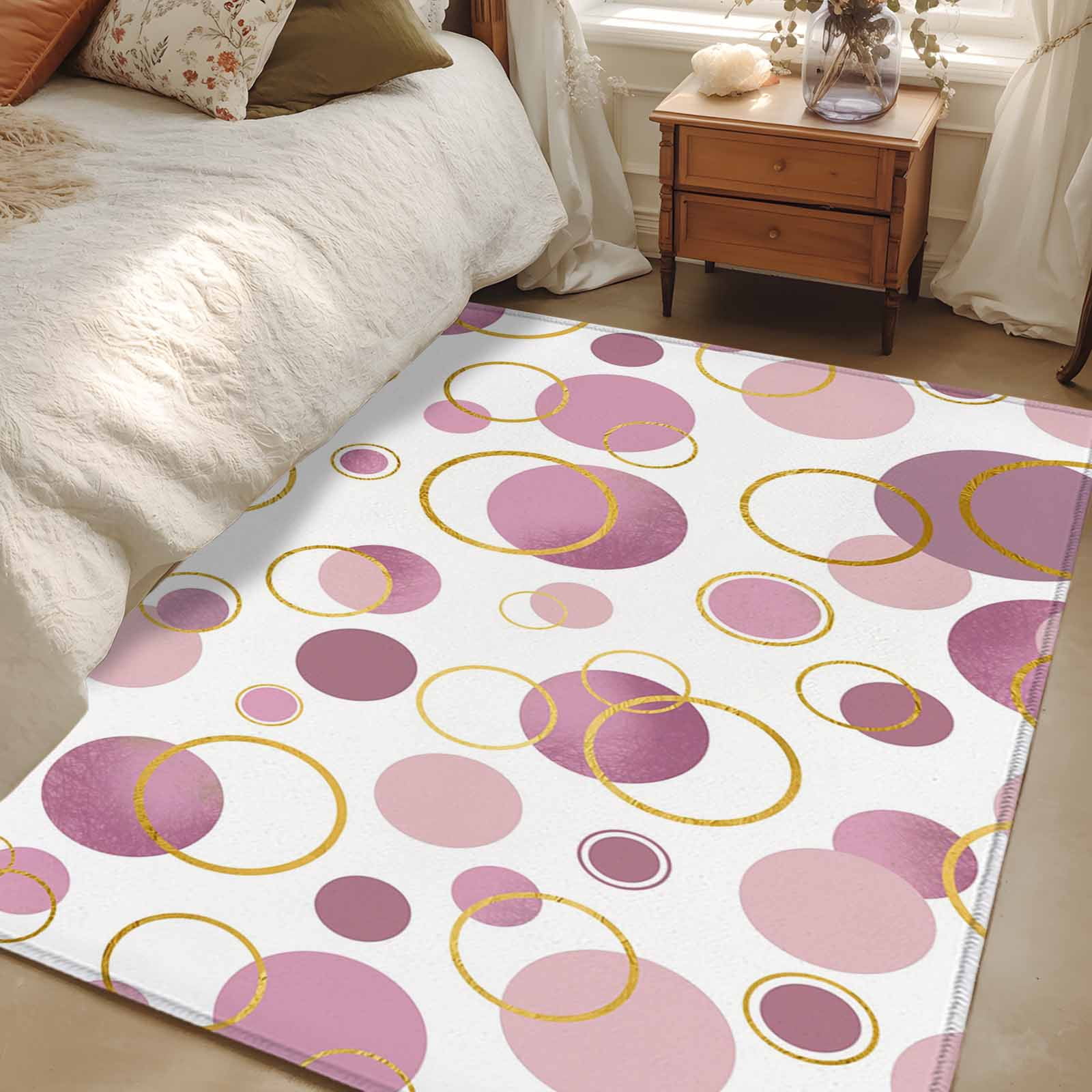 2.7x5 Area Rugs, Pin Polka Dots Non-Skid Rubber Backing Large Rectangle ...