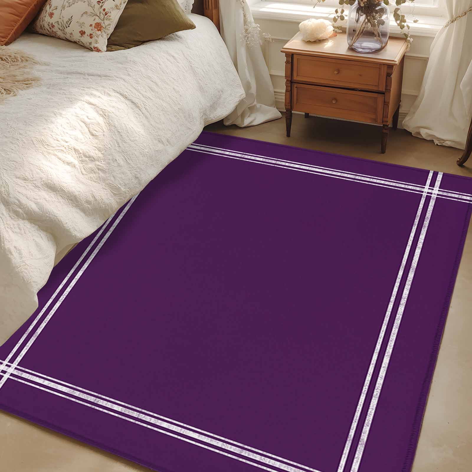 2.7x5 Area Rugs, Pure Dark Purple Non-Skid Rubber Backing Large ...