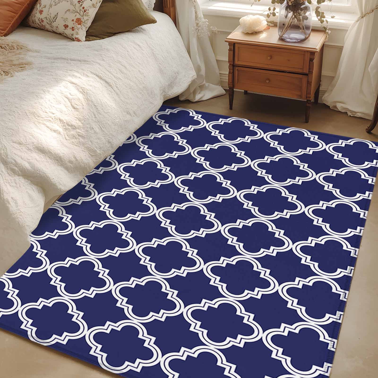 2.7x5 Area Rugs, Quatrefoil Moroccan Pattern Non-Skid Rubber Backing ...