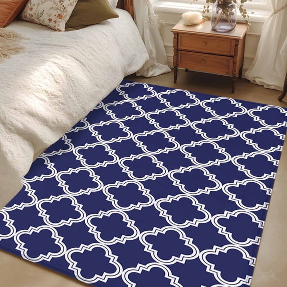 2.7x5 Area Rugs, Quatrefoil Moroccan Pattern Non-Skid Rubber Backing ...