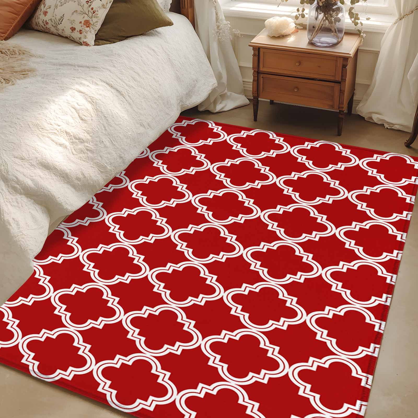 2.7x5 Area Rugs, Quatrefoil Moroccan Pattern Non-Skid Rubber Backing ...